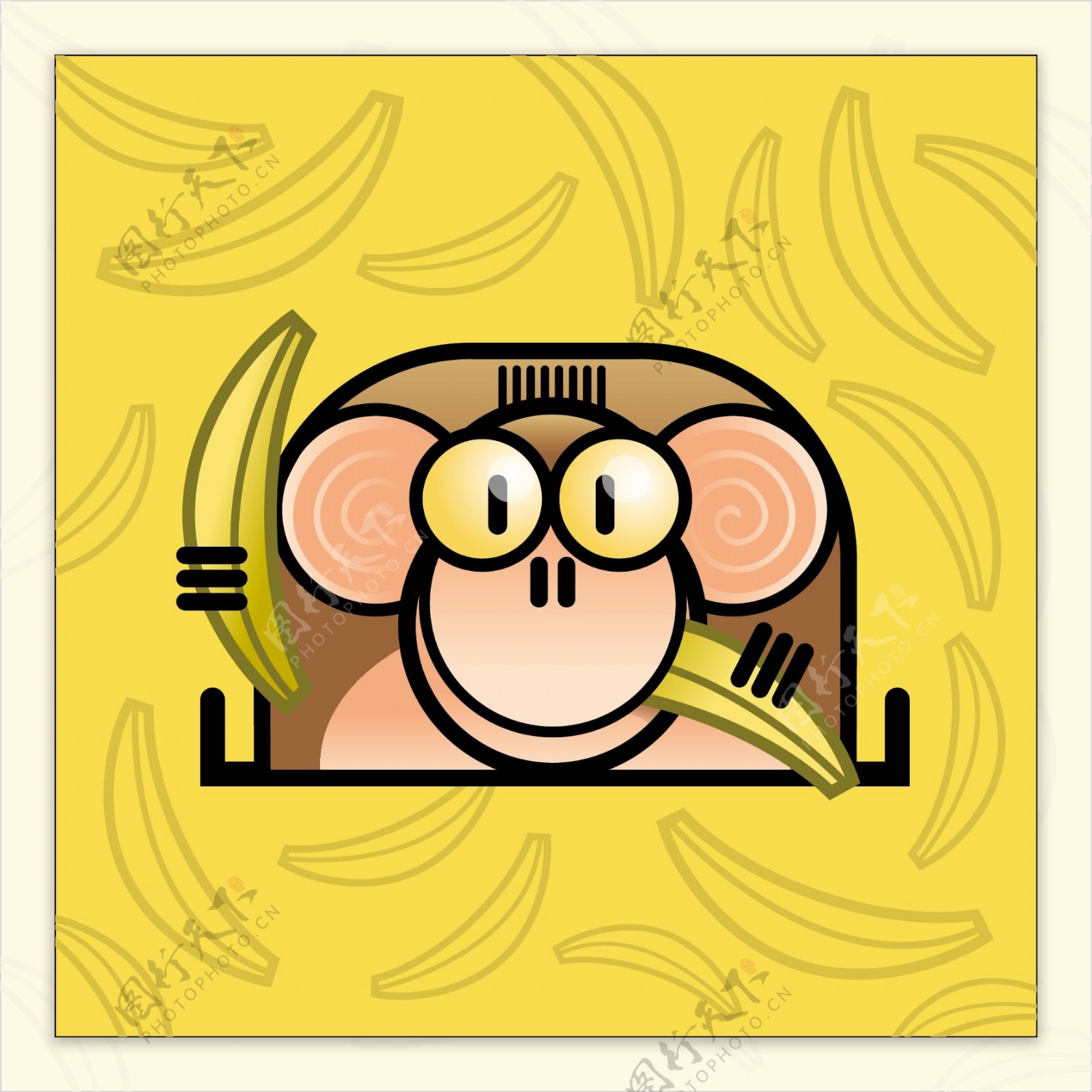 香蕉猴子矢量图片素材-编号02796979-图行天下