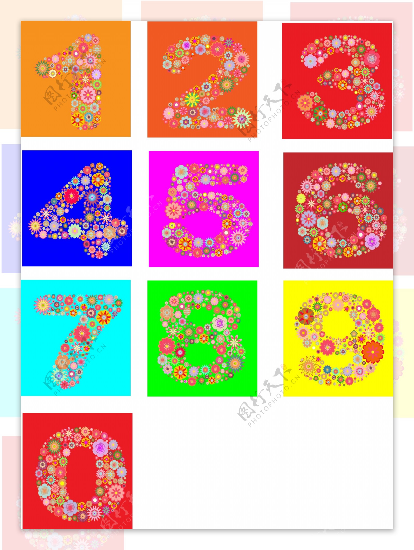 可爱花朵数字图片素材-编号02808049-图行天下