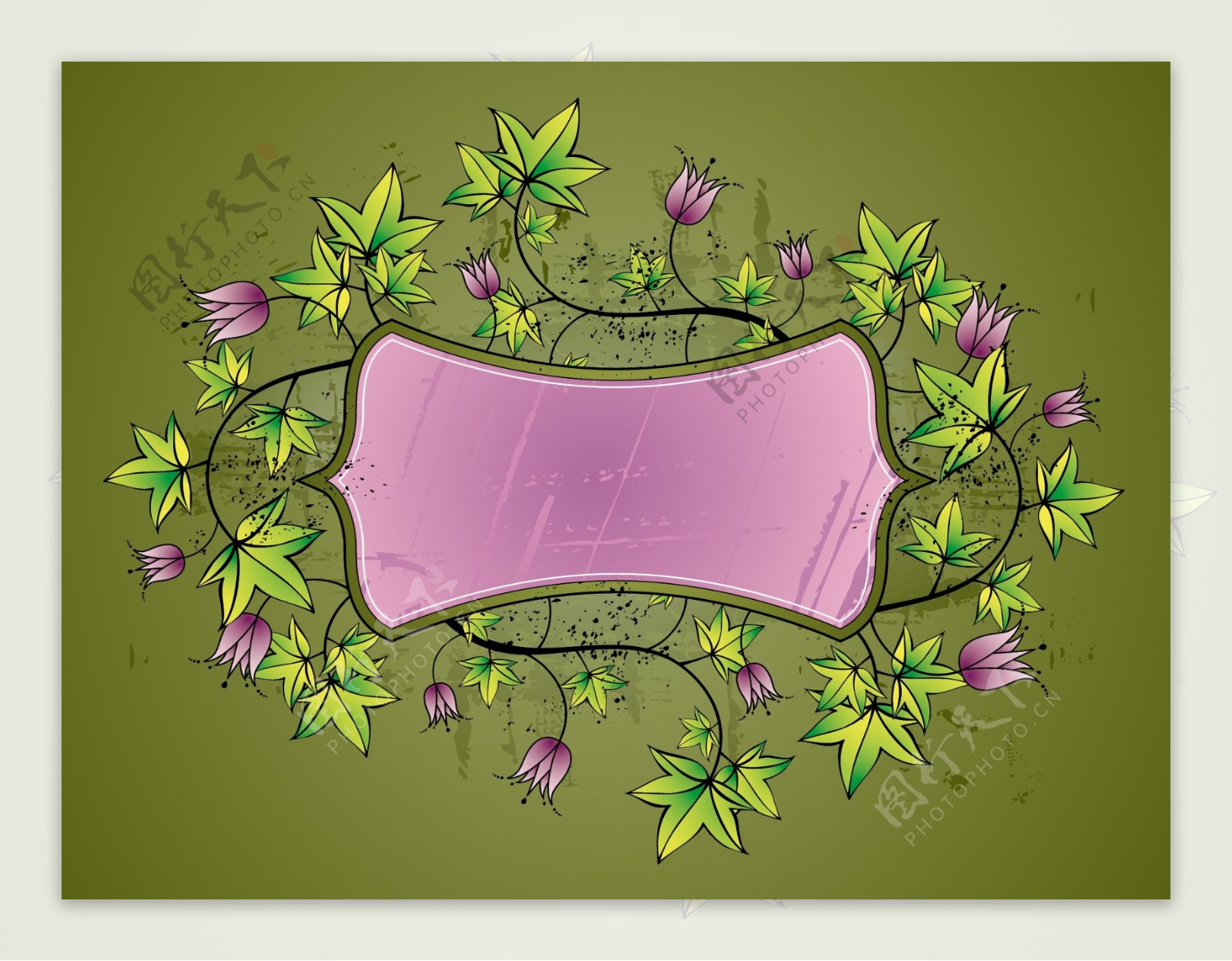 绿色复古花边边框图片素材-编号03317089-图行天下