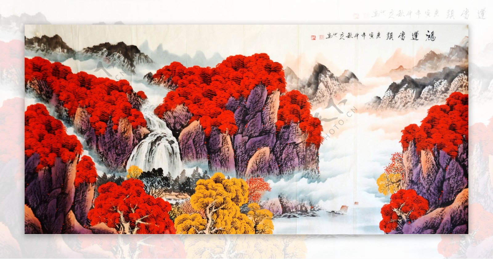 红枫山水画图片素材-编号10753309-图行天下