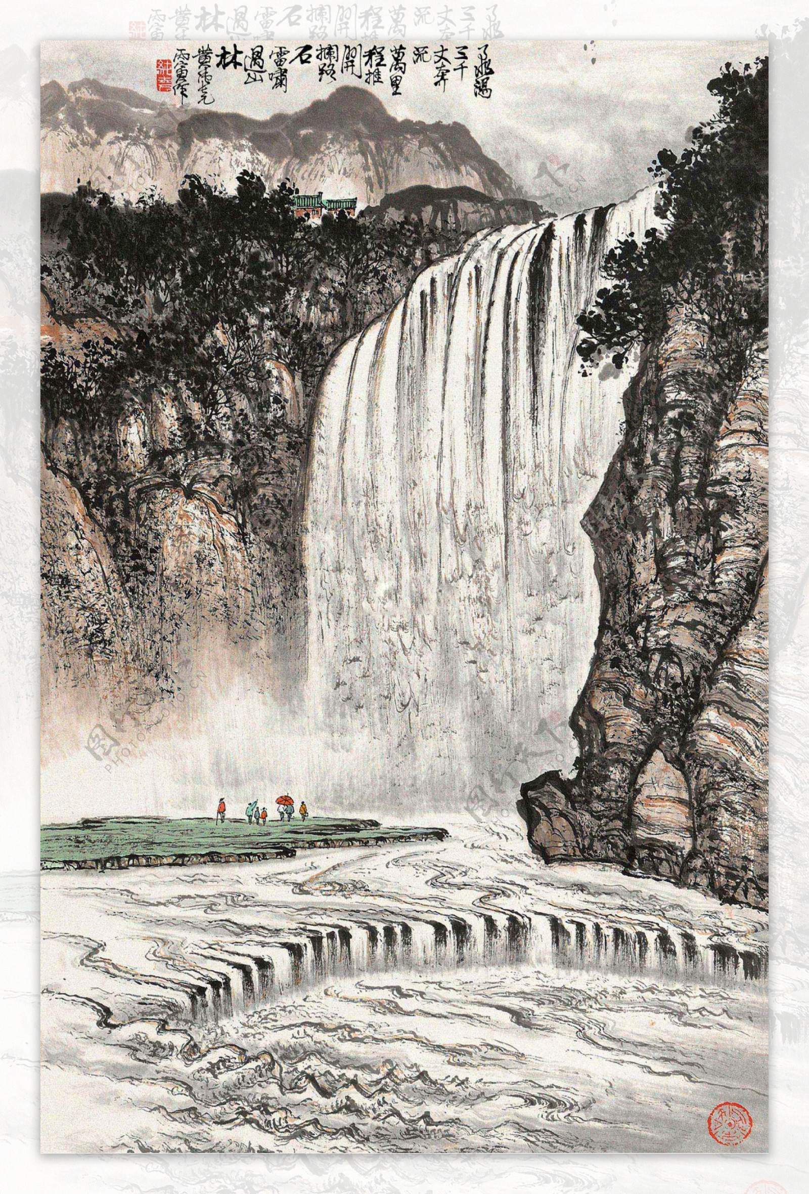 观瀑布图片素材-编号11203989-图行天下