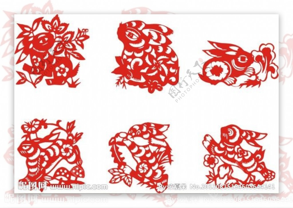 兔子剪纸图片素材-编号14498759-图行天下