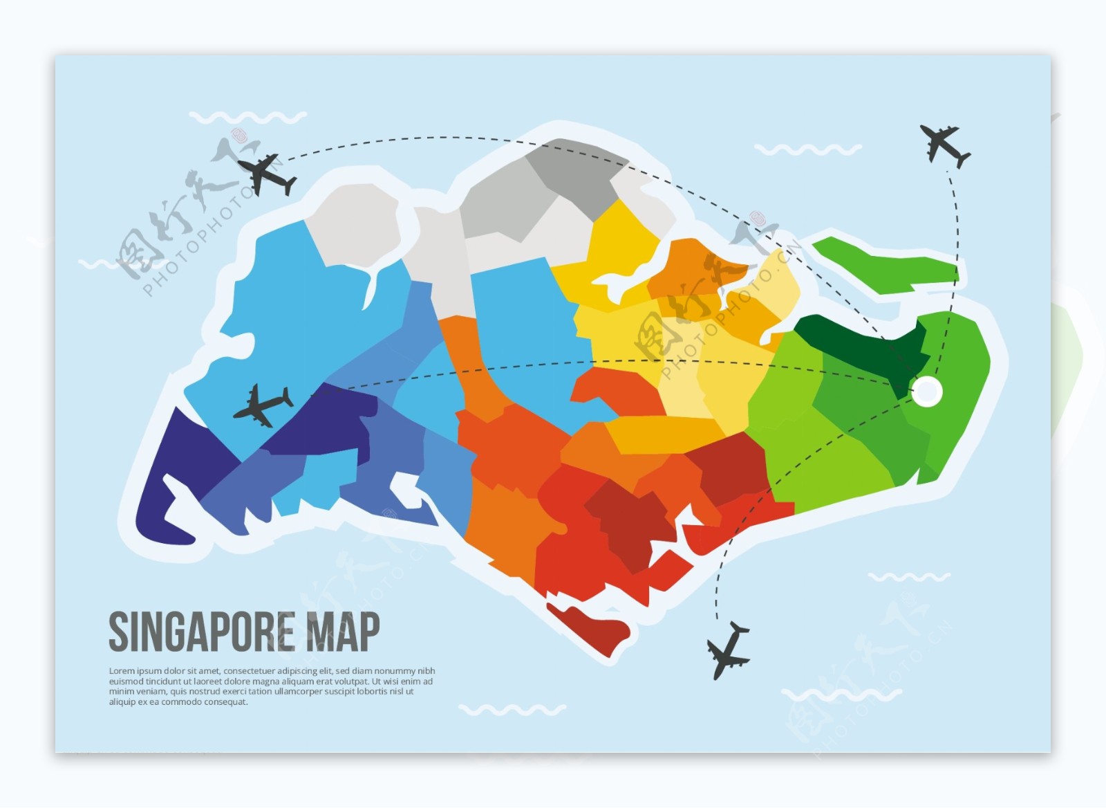 多边形新加坡地图图片素材-编号25064719-图行天下