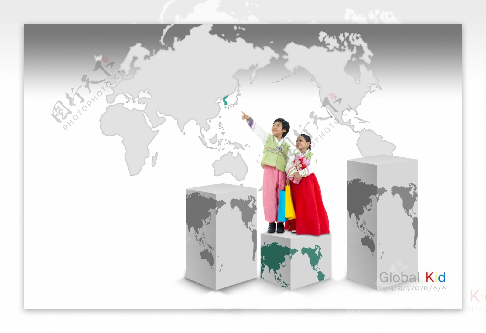 可爱儿童与世界地图图片素材-编号27942479-图行天下