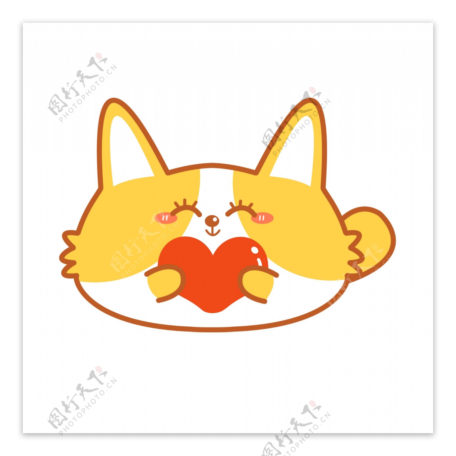 笑脸手拿爱心柯基表情包下载图片素材-编号32436419-图行天下