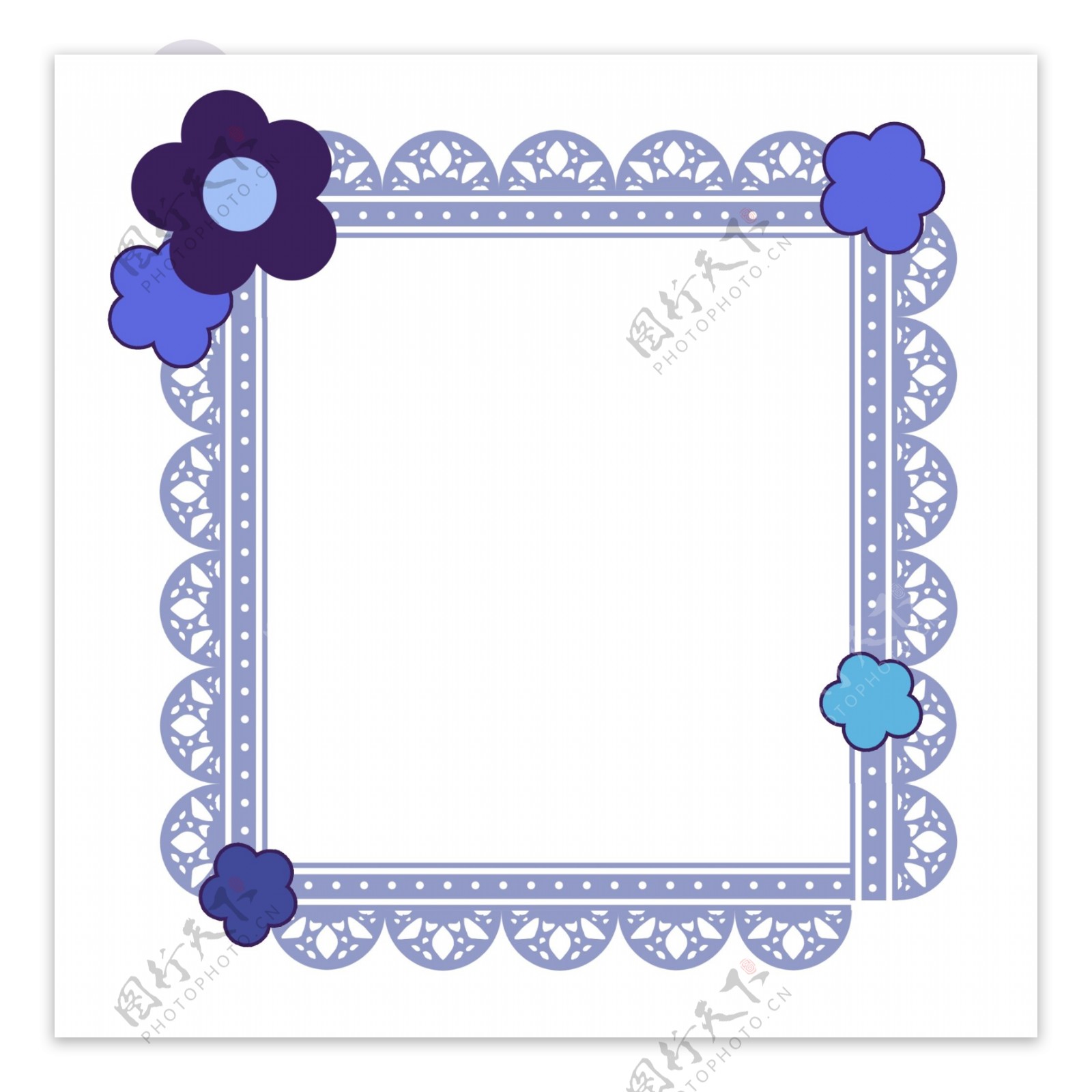 蓝色花边装饰边框图片素材-编号32920899-图行天下