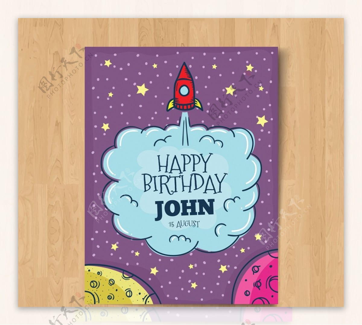 太空火箭生日贺卡图片素材-编号39270289-图行天下